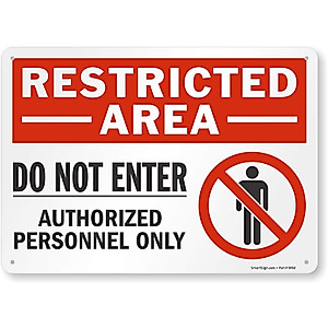 SmartSign "Restricted Area - Do Not Enter, Authorized Personnel Only" Sign | 10" x 14" Plastic
