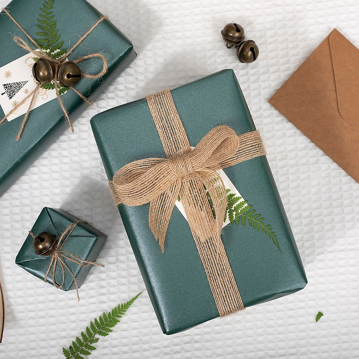 Flyhill Dark Green Jumbo Wrapping Paper-30in*32.8ft（81.78sq.ft.ttl-Solid Color with Pearly-Luster Gift Wrap for Christmas，Birthday,Wedding，St. Patrick's Day