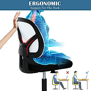 Home Office Chair Ergonomic Desk Chair, Mesh Computer Chair with Wheels, Armless Low-Back Task Chair,Executive Rolling Swivel Adjustable Desk Chair for Adults Women Girls(White)