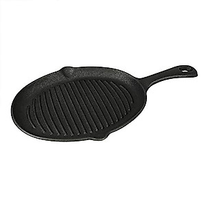 Jim Beam JB0159, Heavy Duty Construction, Pre Seasoned Cast Iron Skillet with Wooden Base and Mitt, Black,Small