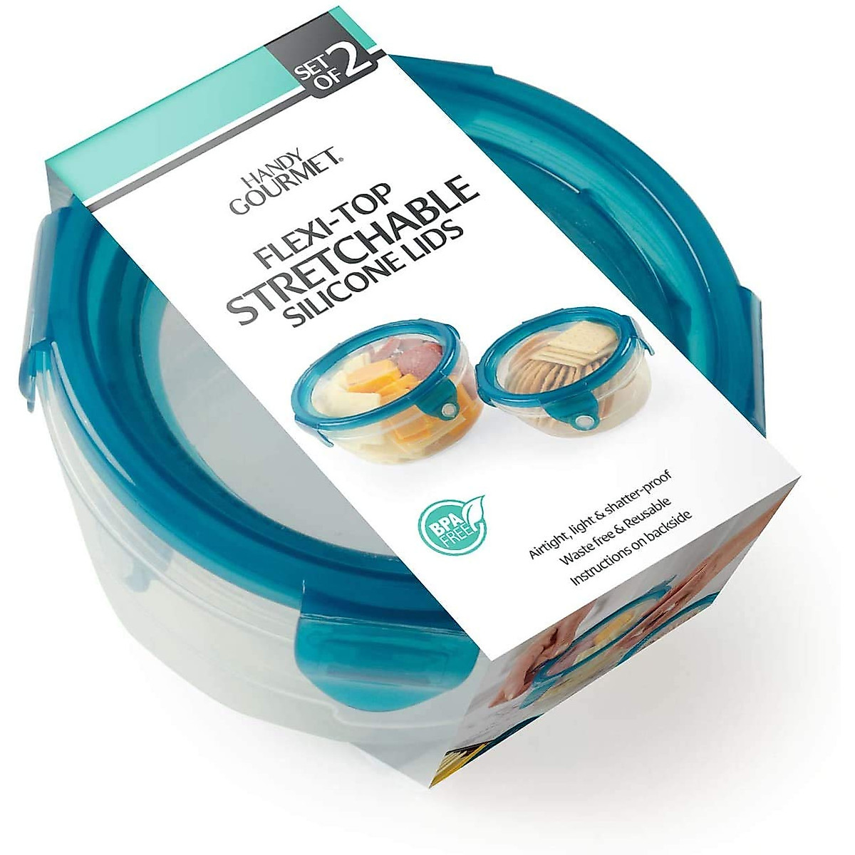 Handy Gourmet Flexi-Top Reusable Containers, BPA Free - Round, Set of 2