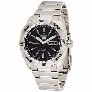 Seiko Sports 5 Black Dial Stainless Steel Mens Watch SNZJ05