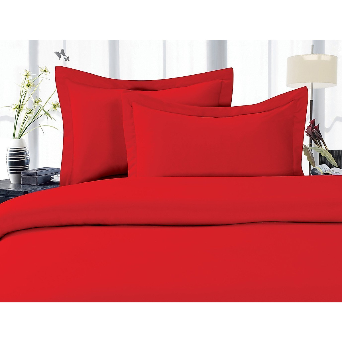 Elegant Comfort 1500 Premier Hotel Quality Super Soft Wrinkle Free 3-Piece Duvet Cover Set, King/California King - Red