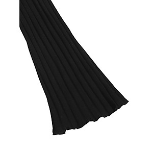 SweatyRocks Women's Long Flounce Sleeve Crop Top Stand Collar Ribbed Knit T-Shirt Black M