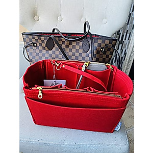 AlgorithmBags designed for LV Neverfull GM Purse Organizer Insert with Zippers Luxury Bag Shaper Liner (Cherry)