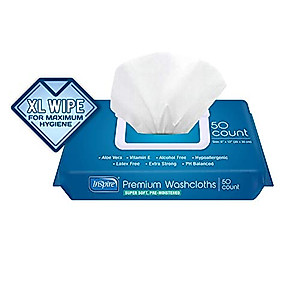 Inspire Disposable Washcloths - Adult Body Wipes for Cleansing, Extra Large, 50 Count (Pack of 8)