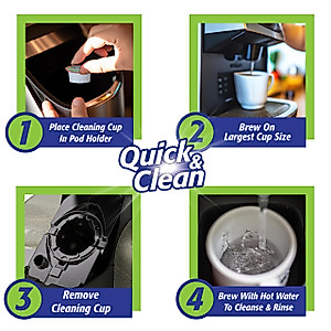 Quick & Clean 6-Pack Cleaning Cups for Keurig Machines - 2.0 Compatible, Stain Remover, Non-Toxic