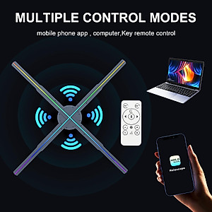 3D hologram fan-19.6in 1080PX Hi-Resolution 576 HD LED beads hologram fan-Holographic Video Advertising Projector Support real-time screen casting+splicing+Bluetooth audio+APP (A-P50)