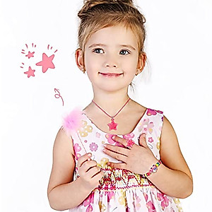 24 Pcs Little Girl Jewelry Set Kids Unicorn Necklace Cute Woven Bracelet Ring for Girls Pretend Dress up Party Favor (Vivid Style)