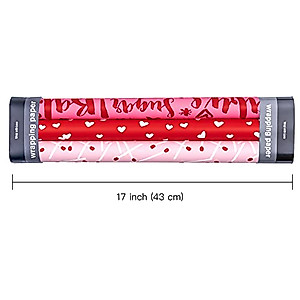 WRAPAHOLIC Valentine's Day Wrapping Paper Roll - Mini Roll - 3 Rolls - 17 Inch X 120 Inch Per Roll - Pink and Red Sweet Design for Wedding, Baby Shower and Birthday