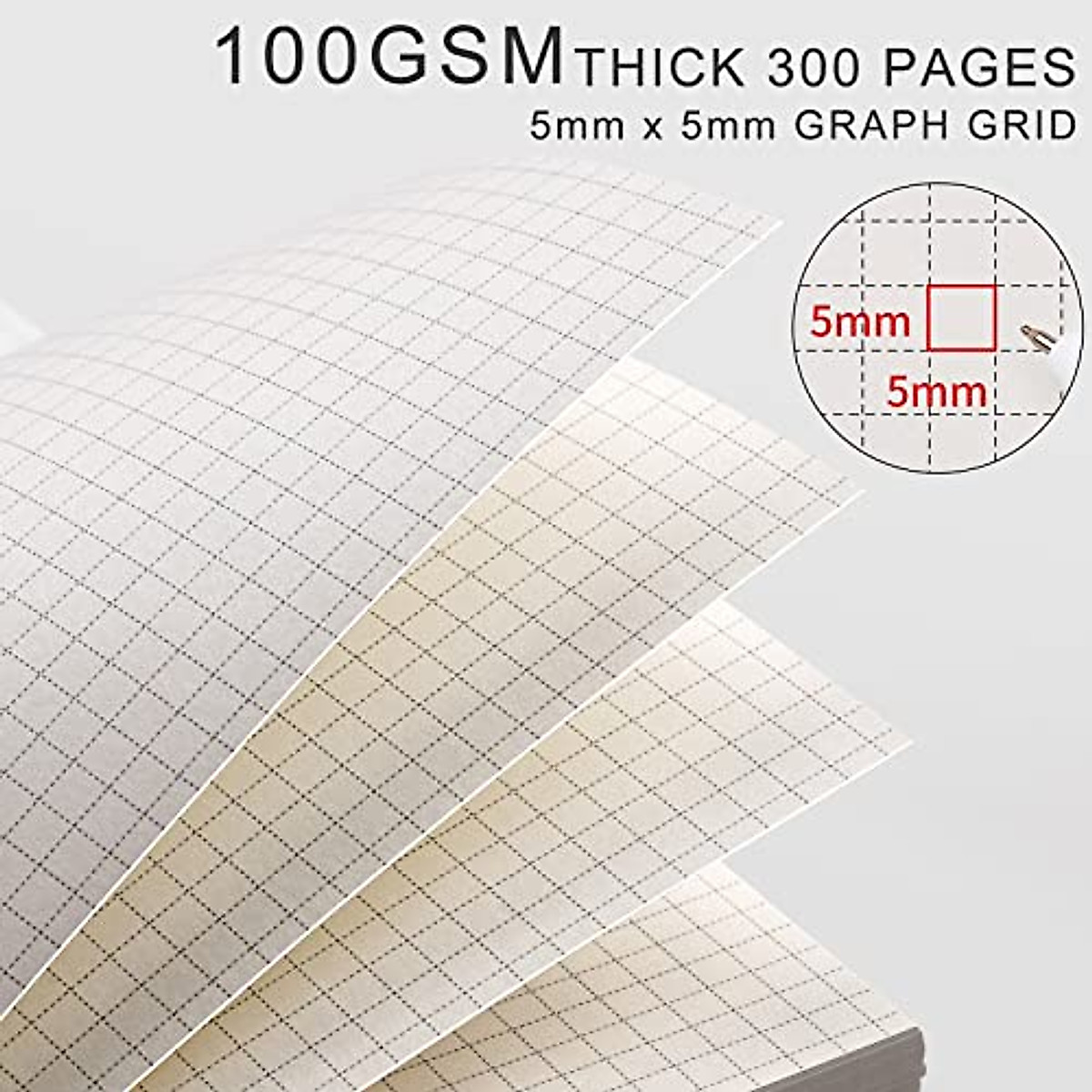 HIUKOOKA A4 Grid Graph Notebook - 300 Pages Spiral Notebook Journal, 8.27 x 11.2 Inches Large PVC Cover notebook,100gsm Thick Paper,For Science,Engineering Drawing,Math Study,Meeting(Orange)