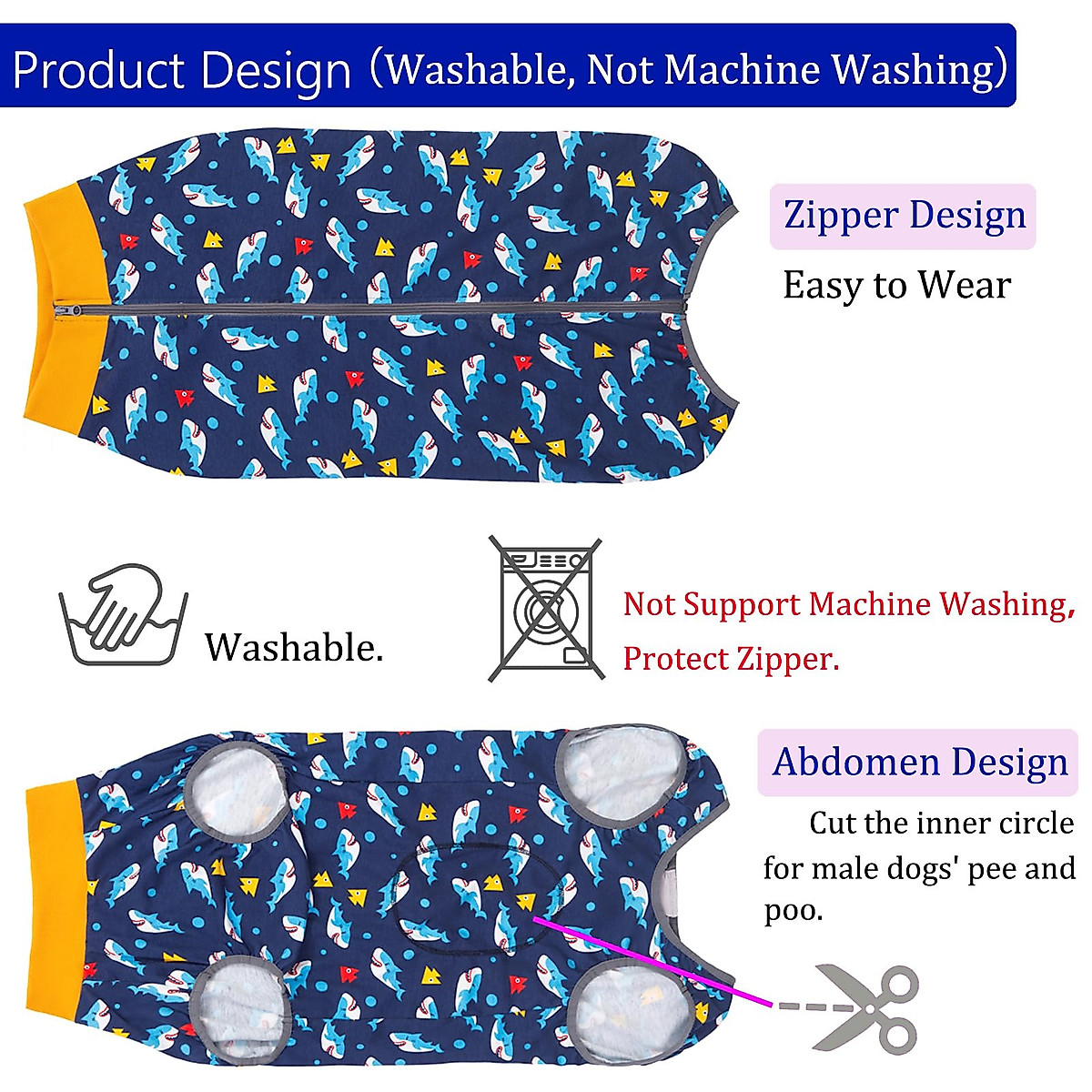 kzrfojy Dog Surgery Recovery Suit Dog Onesie Dog Bodysuit Surgical Suit for Female (Not Need Roll It Up to Go Potty for Male Dogs) Spay Post Healing Neuter After Surgery Suits