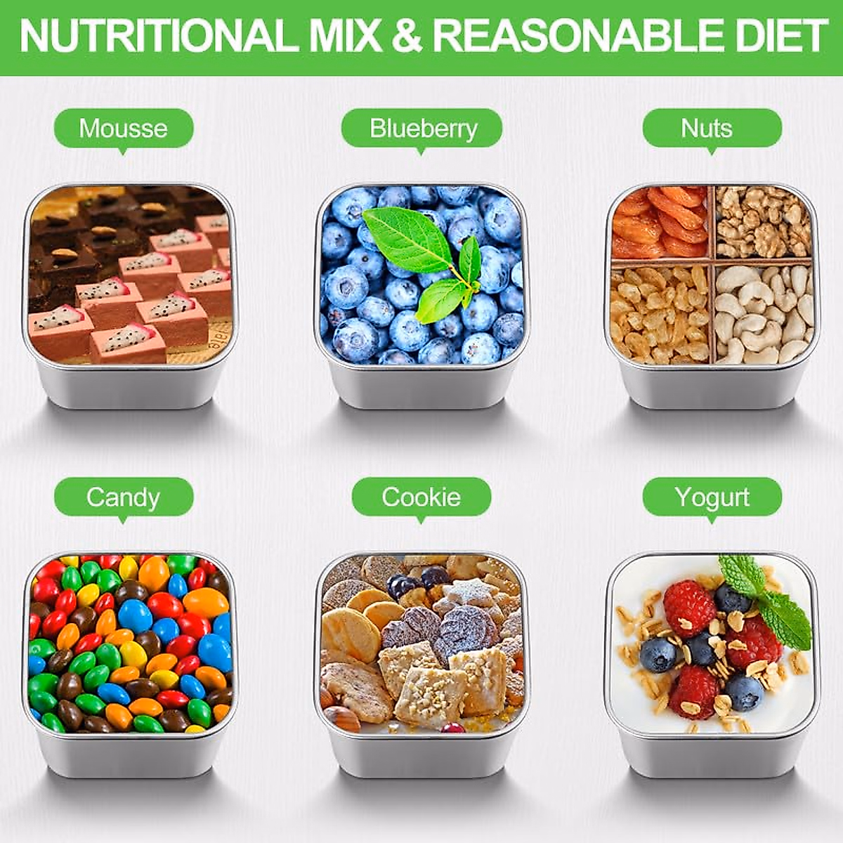 FillTouch 8 Pack Leakproof Dips Containers 6oz/180ml+1.7oz/50ml Salad Dressing Snack Container with Lid Reusable Silicone Lids Stainless Steel Small Condiment Containers for Lunch Box (Multicolor)