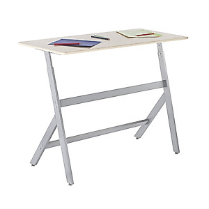 Guidecraft Standing Collaboration Desk for Kids and Adults: Adjustable Height Birch Plywood Table with Metal Legs for Home, Office, Classrooms and More