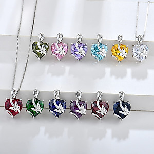 STARNNY Infinity Butterfly Birthstone Necklace for Women Sterling Silver Heart Necklace Jewelry for Women Tourmaline