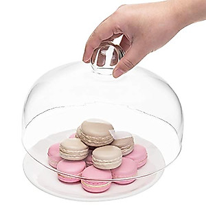 MyGift 8.7 Inch Round Glass Cake Dome Cover, Pastry Display Cloche with Knob Handle, Cake Stand Lid