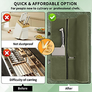 lelezone Chef Knife Roll Bag,Waterproof Waxed Canvas Knife Case Holds,Knives Roll Bags for Chefs Professional with Adjustable Strap,Chef Backpack with 11 Knife Slots and a Large Zippered Pocket