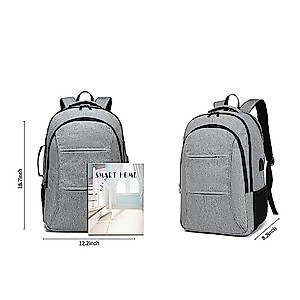 seyfocnia Travel Backpack for Men,17.3 inch Laptop Backpack Carry on Backpack Flight Approved Backpack Luggage for Travel with USB Charging Port Work Rucksack Computer Backpack Casual Backpacks-Grey