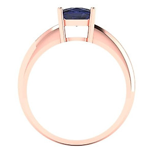 Clara Pucci 1.50 ct Cushion Cut Solitaire Simulated Blue Sapphire Engagement Bridal Promise Anniversary Ring 18K Rose Gold Size 3.75