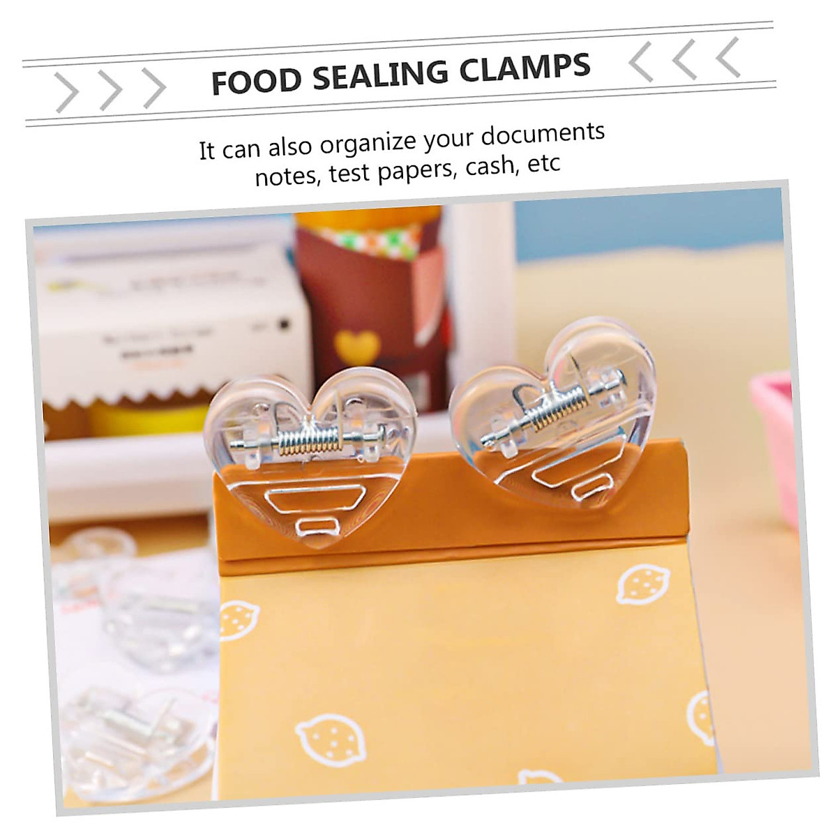 Ciieeo 20pcs Transparent Love Clip Heavy Duty Bag Clips File Paper Clamps Money Binder Clips Multipurpose Bag Clips Drawing Board Clamps Mini Chips Plastic Multifunction Girl Paper Clip