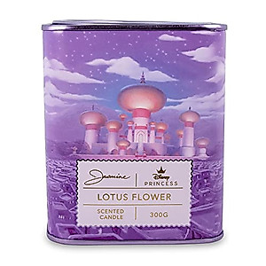 Ukonic Disney Princess Home Collection Jasmine 11-Ounce Scented Tea Tin Candle with Water Lily Aromatic Fragrance | 28-Hour Burn Time | Home Decor Housewarming Essentials, and Collectibles