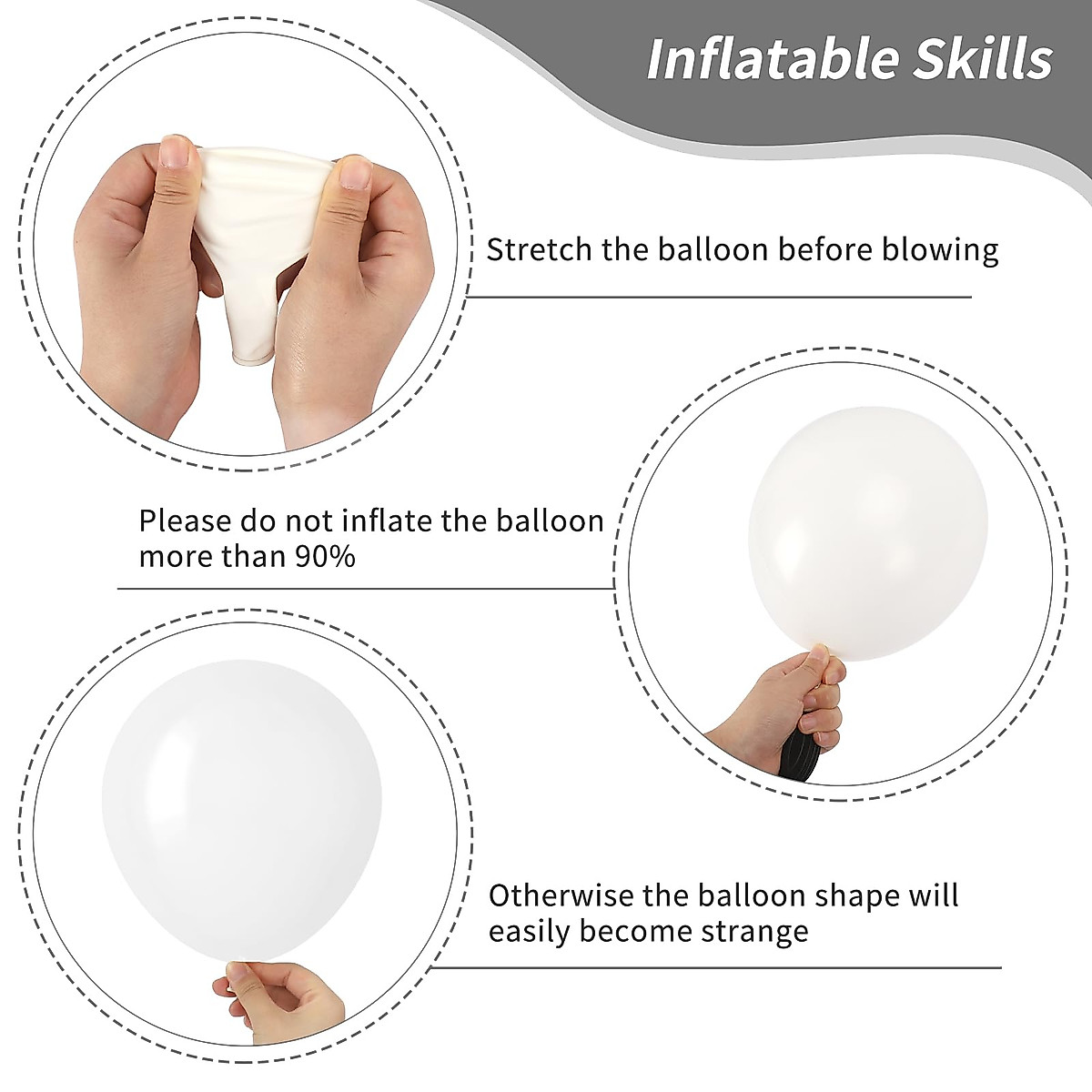 RUBFAC 154pcs White Balloons Different Sizes 18 12 10 5 Inches for Garland Arch, Premium White Latex Balloons for Birthday Baby Shower Graduation Wedding Anniversary Party Decorations