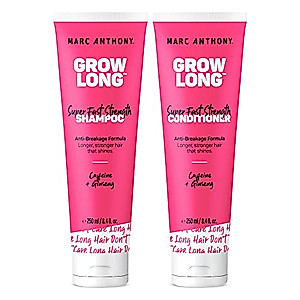 Marc Anthony Shampoo and Conditioner Gift Set, Grow Long Biotin - Anti-Frizz Deep Conditioner For Split Ends & Breakage - Vitamin E, Caffeine & Ginseng for Curly, Dry & Damaged Hair