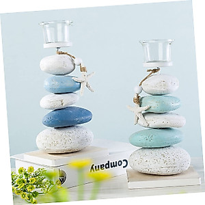 Veemoon 1pc Candlestick Driftwood Decor Nautical Tabletop Decor Fireplace Mantle Decor Dining Table Decoration Retro Home Decor Home Decorations Wood Trim Glass Birthday Present Household