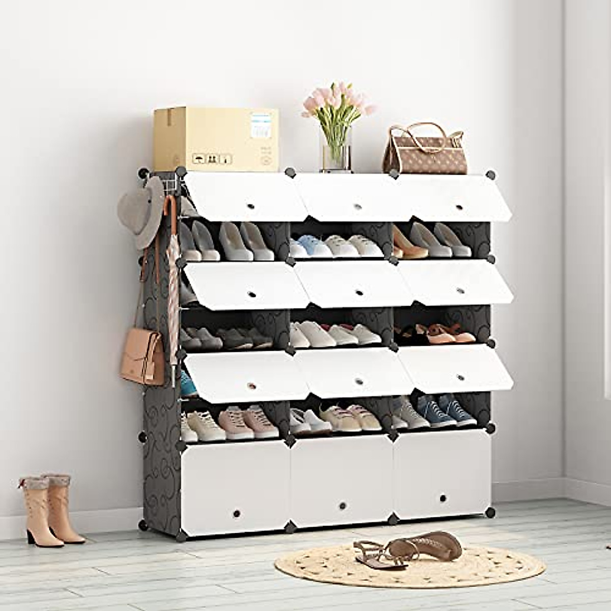 Aeitc 48-Pairs Shoe Rack Organizer Shoe Organizer Expandable Shoe Storage Cabinet Narrow Standing Stackable Space Saver Shoe Rack for Entryway, Hallway and Closet