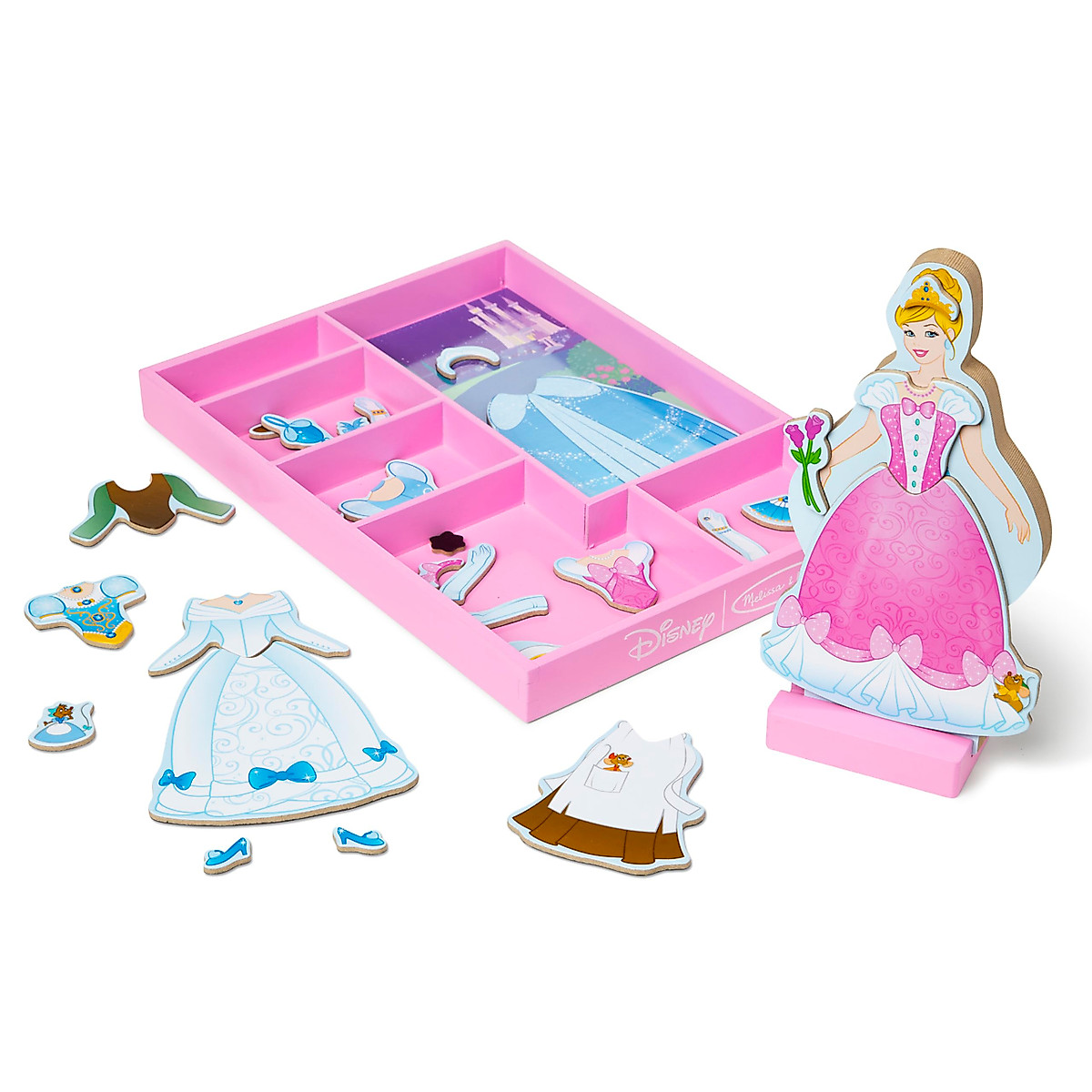 Melissa & Doug Disney Cinderella Magnetic Dress-Up Wooden Pretend Play Set (30+ pcs) - Toys, Princess Dress Up Doll For Preschoolers And Kids Ages 3+