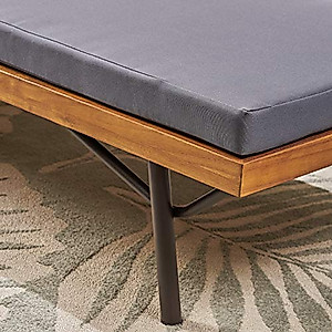 Christopher Knight Home Lilith Outdoor Chaise Lounge, Teak Finish + Rustic Metal + Dark Gray