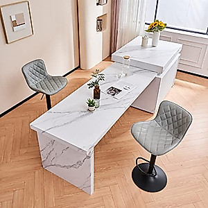 YOUNUOKE Bar Stools with Back, Modern Faux Leather Swivel Counter Height Barstools Adjustable Tall Bar Stools, Single Bar Chairs for Kitchen Islands, Grey Gray