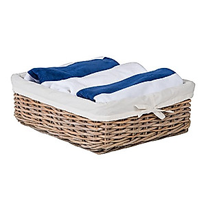 Kouboo Kobo Rattan Shelf and Storage Basket with Removable Liner, Gray, Small Size