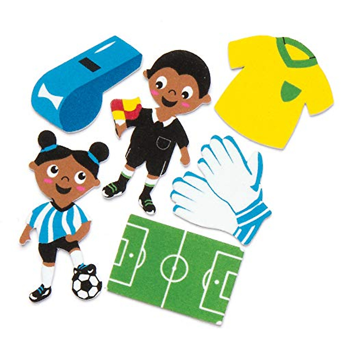 Baker Ross AR505 Soccer Foam Stickers - Pack of 120, for Kids' Crafts and Art Projects, Cards, Party Bags, and Ornaments