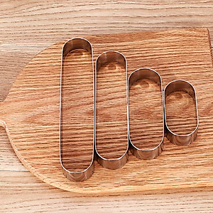 CHDHALTD Mousse Rings Stainless Steel Mini Cookie Cutters Mini Long Oval Mousse Ring Mold Metal Baking Tiramisu Mold for Kitchen Baking Sponge Cakes Dessert Pies