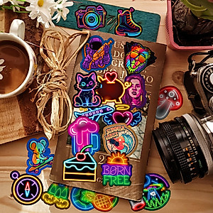 300 PCS Neon Stickers Pack,Cool Stickers for Teens Adults Kids,Waterproof Trendy Stickers for Skateboard Water Bottle Laptop Scrapbook Luggage