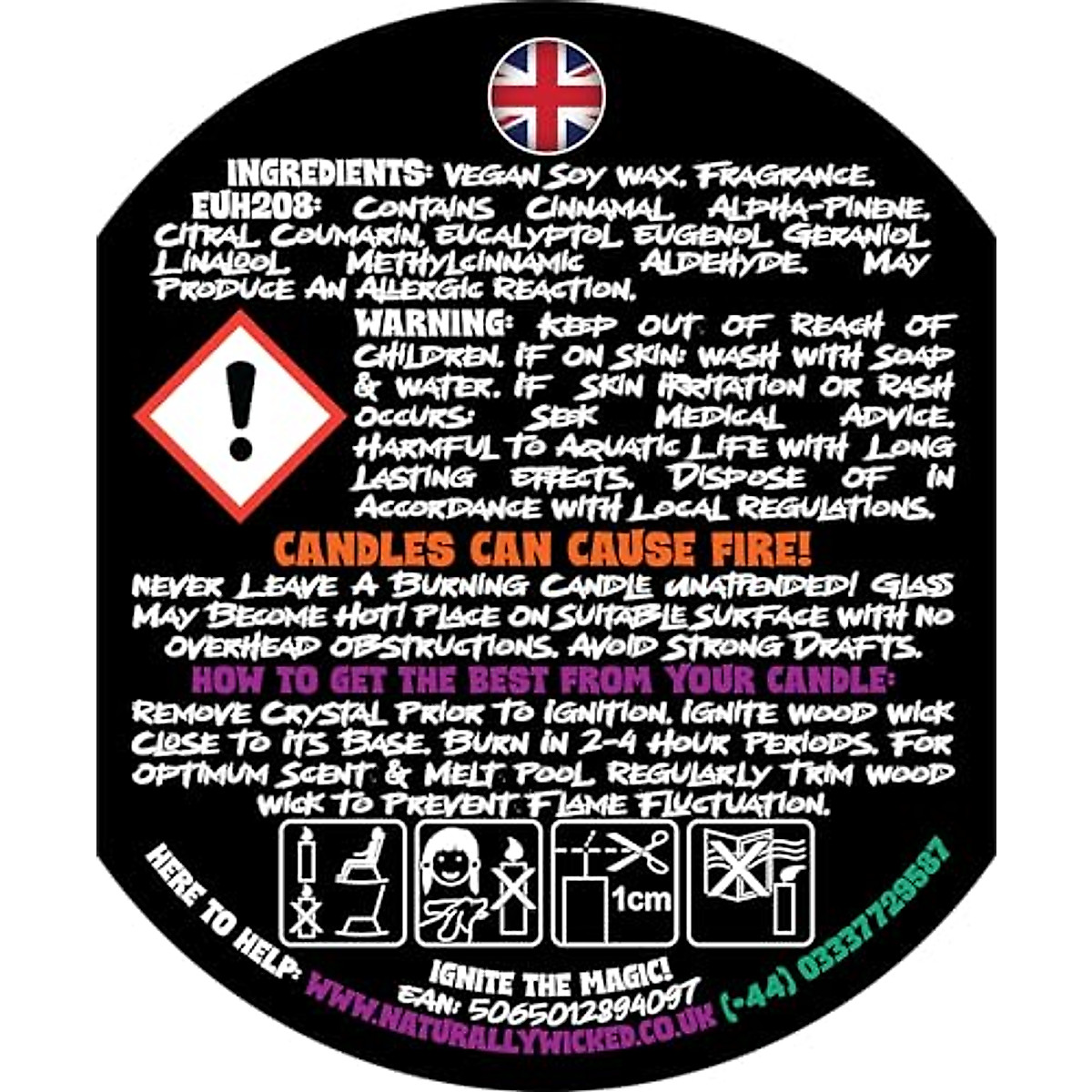 Naturally Wicked Spellbinding Courage Candle with Crystal, Wood Wick & Gift Box