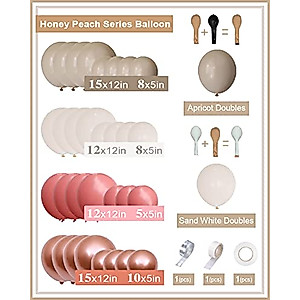 Boho Baby Shower Decorations, SKEFOLI 88PCS Pink Balloon Arch Kit with Beige Brown Double Stuffed Balloons Rose Gold Balloons Boho Balloon Garland for Birthday Party Bridal Shower Valentine Wedding