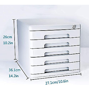 File Cabinet Durable Desktop Drawer Organizer 5 Layers File Cabinet Desktop Office Supplies Vanity (White)