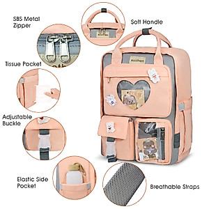 Kawaii Pin Display Backpack with Cute Pins - Cute Aesthetic Bookbag for Teen Girls & Elementary Middle School Girls