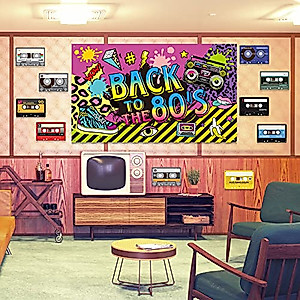 80's Party Decorations, Extra Large Fabric Back to The 80's Hip Hop Sign Party Banner Photo Booth Backdrop Background Wall Decorating Kit for 80's Party Supplies, 70.8 x 43.3 Inch
