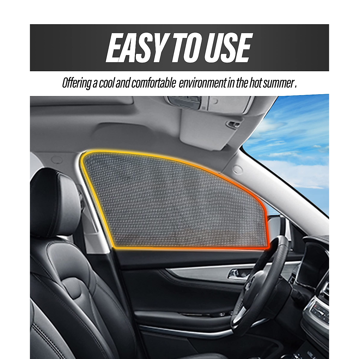 Reswish 2 Pack Universal Car Shades for Front Windows, Magnetic Side Window Sunshade, Car Window Shades (2PCS Front)