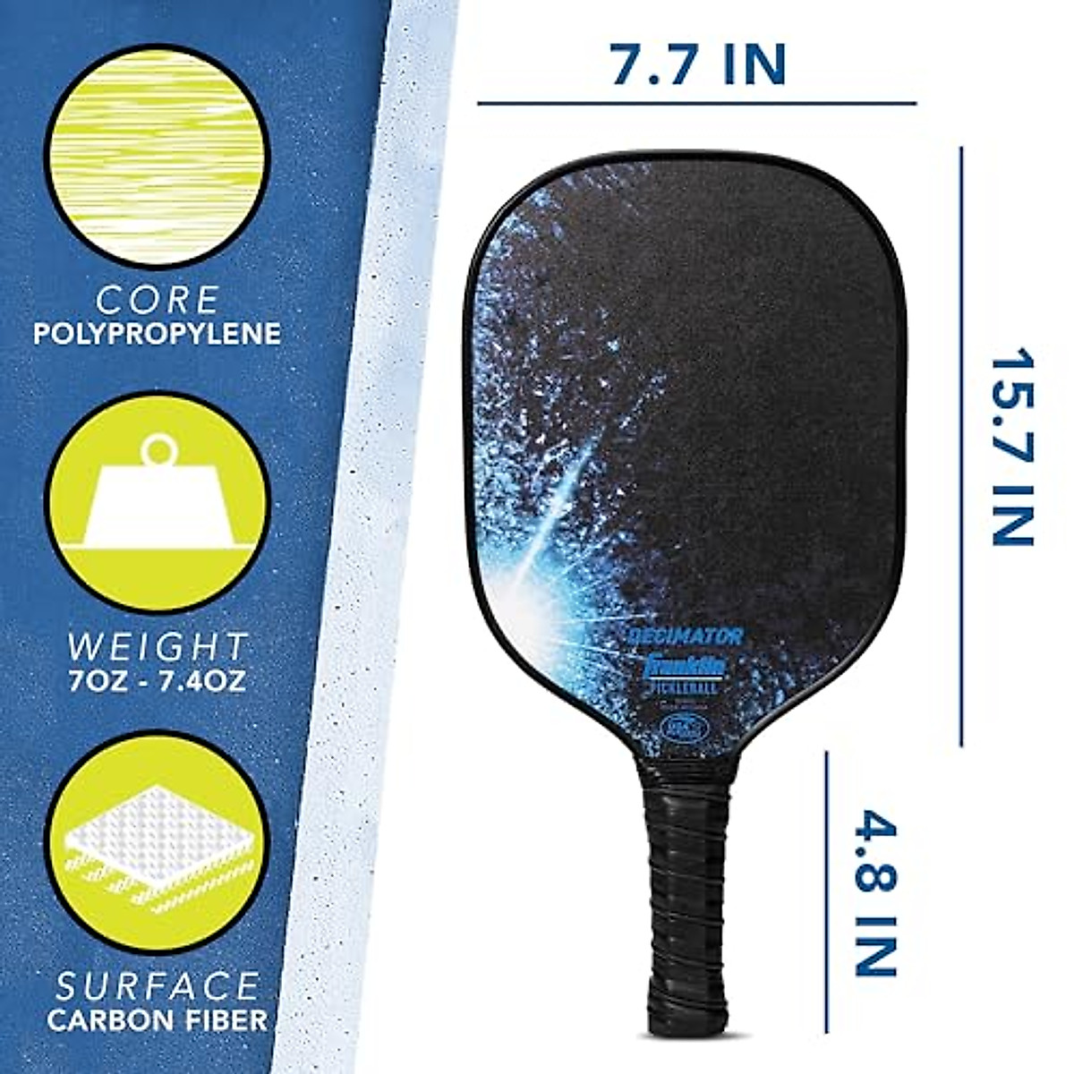 Franklin Sports Pickleball 2 Player Carbon Fiber Paddle and X-40 Pickleball Set - (2) Carbon Fiber Paddles - (4) X-40 Balls - Carry Bag - USA Pickleball Approved