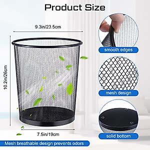 Hushee 12 Pcs Small Metal Trash Can Waste Paper Basket Trash Bin Office Garbage Can Wire Metal Waste Basket for Under Desk, Kitchen, Bedroom, Den, Dorm Room, Toilet (Black)