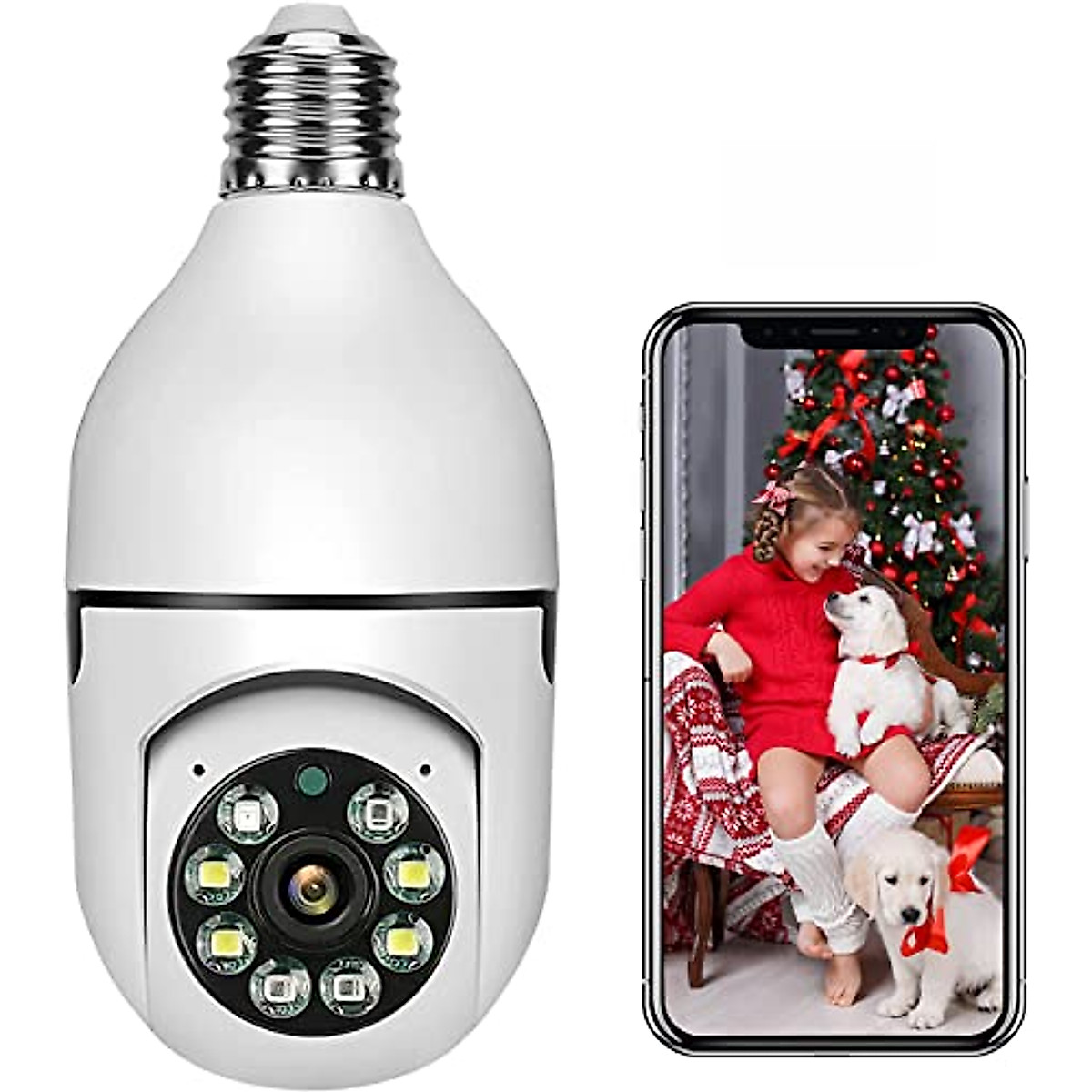 YOBANSE Light Bulb Security Camera, 360 Degree Light Bulb Camera WiFi Outdoor, 1080P Panoramic Wireless Home Surveillance Cameras, Two Way Audio, Night Vision, Smart Motion Detection and Alarm E27