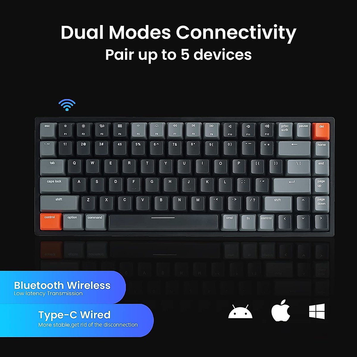 Vissles V84 Wireless Bluetooth/USB Wired Mechanical Keyboard with Wrist Hot Swappable Mechanical Gaming Keyboard Compact 84 Keys Tenkeyless RGB Dynamic Backlit for Mac Windows, Gateron Red Switch