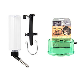 Lixit 8oz Aquarium and Wire Cage Water Bottle for Mice, Hamsters and Other Small Animals (8oz + Bowl)