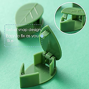 GOUWEIBA 80pcs Plant Wall Fixture Clips for Climbing Plants Invisible Vine Traction Support Holder with 100 Pieces Adhesive Stickers Fixing for Indoor Outdoor Garden Decorations (Green Leaf)