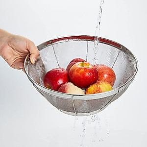 Large Fine Mesh Pasta Strainer, Metal Colander for Rice, Quinoa, Yogurt (10 x 4 In)