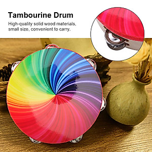 8 Inch Double Row Tambourine Fashionable Beating Drum for Adult and Children (Rainbow Color)